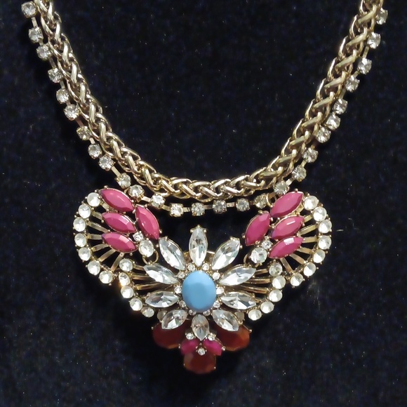 Kohl's | Jewelry | Nwt Maroon Blue Rhinestone Gold Necklace | Poshmark